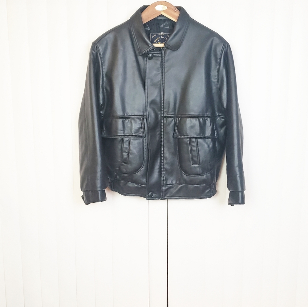 Alta Moda Italian Faux Leather Bomber Jacket Men Size… - Gem